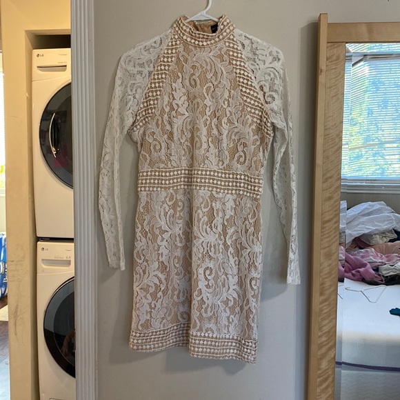 PrettyLittleThing | Dresses | Prettylittlething White Lace Mini Dress ...